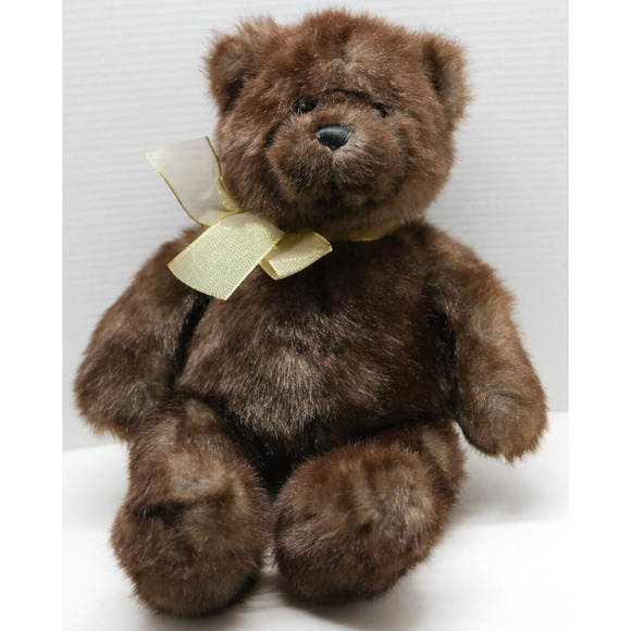 Gund | Toys | Gund Classic Plush Teddy Brown Bear With Gold Neck Bow ...